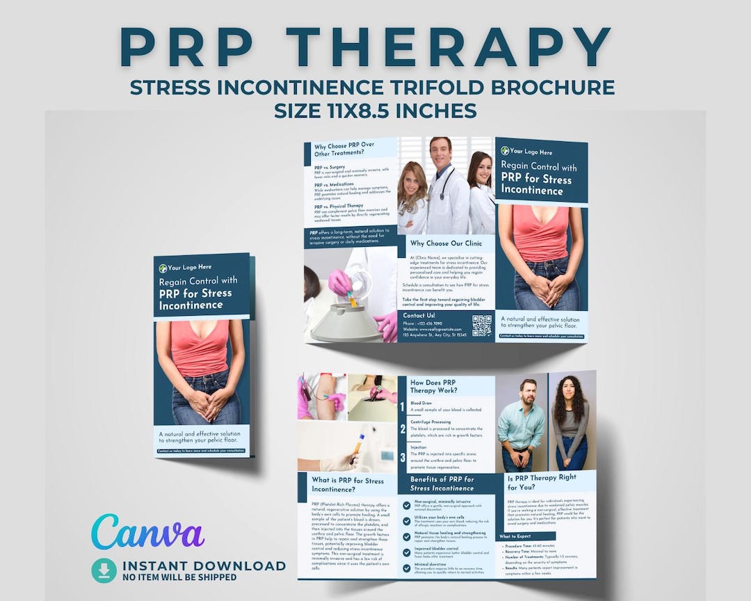 Incontinence Trifold Template PRP Therapy Brochure Canva Printable ...