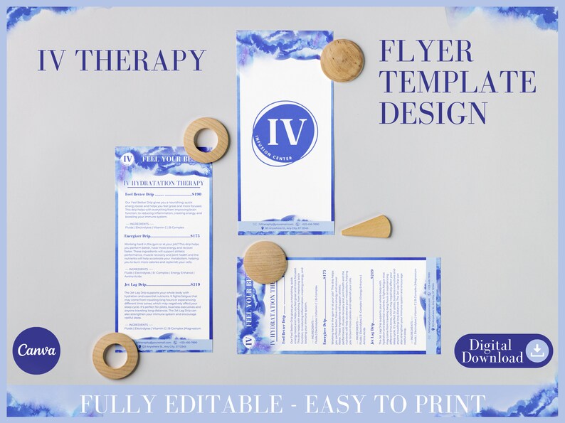 Drip Watercolor Flyer Iv Therapy Editable Canva Template Flyer - Etsy