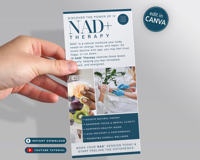NAD IV Therapy Rack Card Template Medspa Canva Design (digital) - Etsy