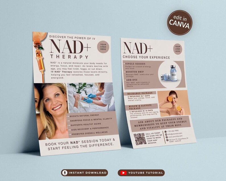 NAD+ IV Therapy Flyer Template, Medspa Marketing (canva) - Etsy
