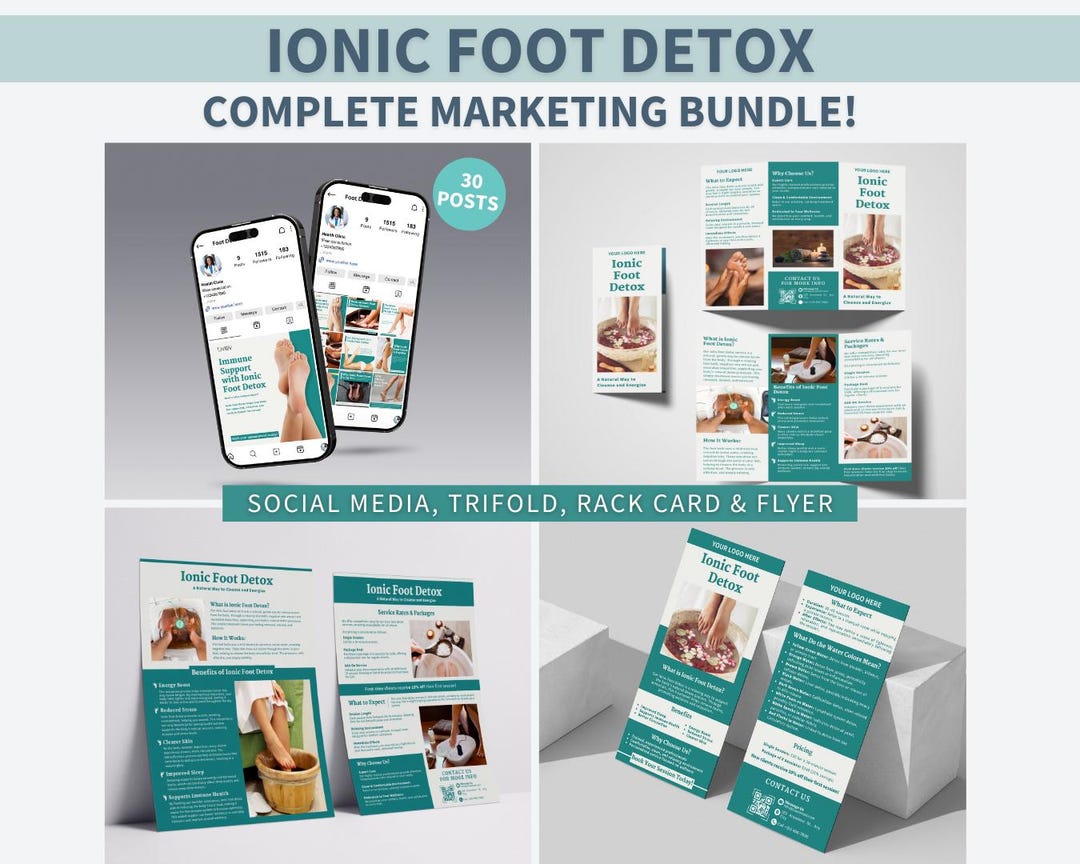 Foot Detox Marketing Bundle Template Ionic Therapy Flyer Medspas Social ...