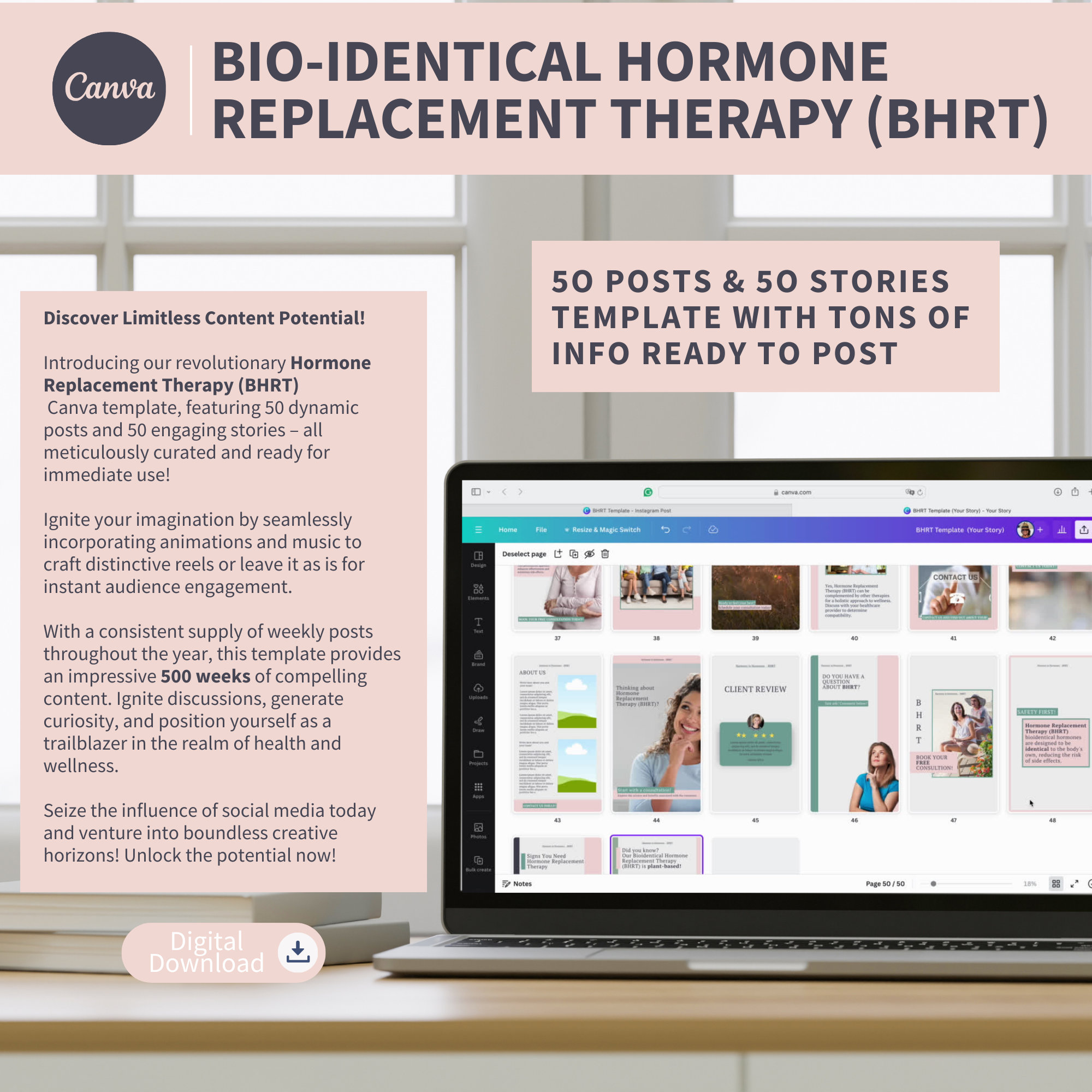Bio-identical Hormone Replacement Therapy BHRT Social Media Canva ...