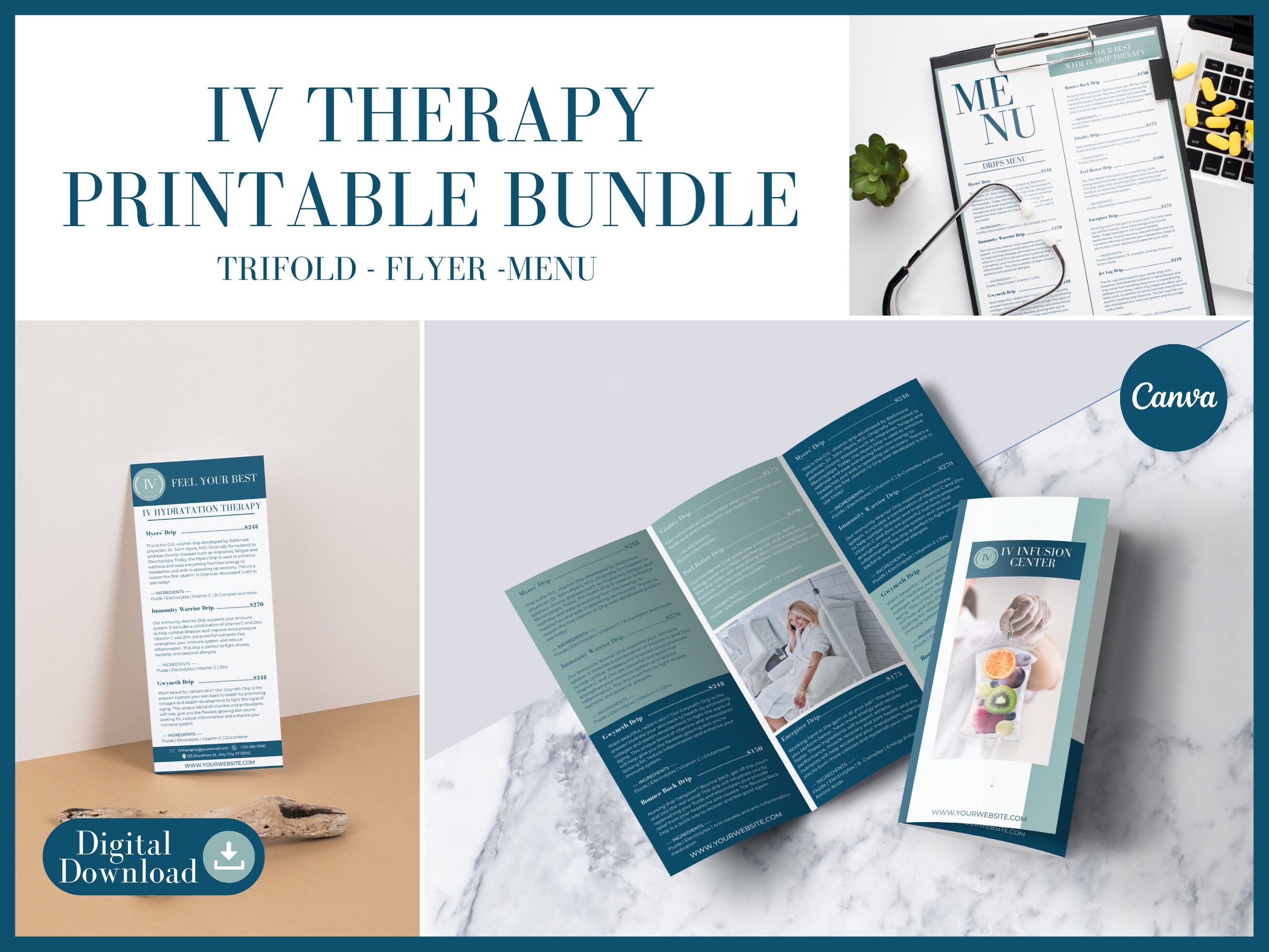 Printable IV Therapy Bundle IV Drip Trifold IV Therapy - Etsy UK