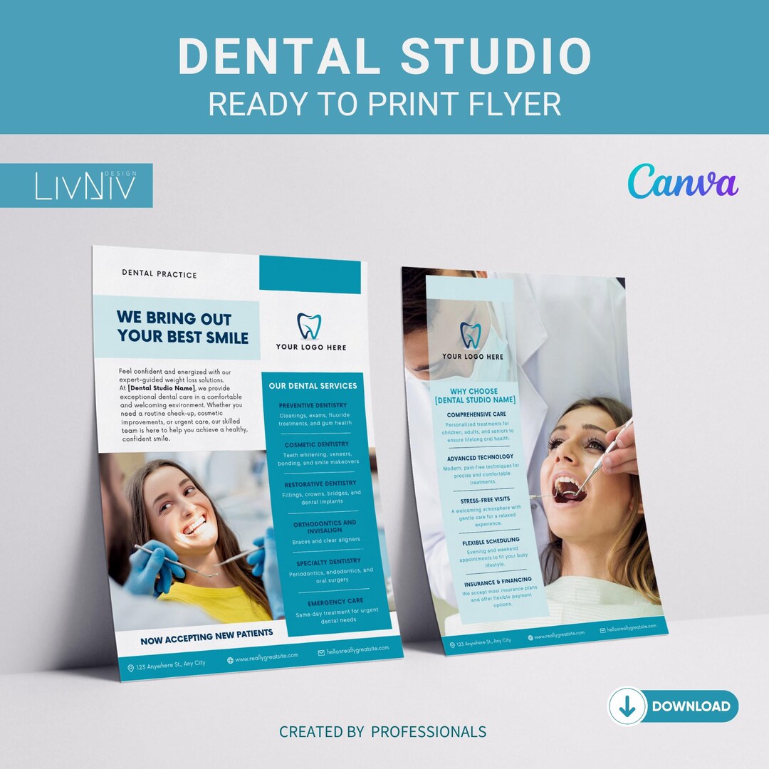 Dental Practice Marketing Flyer Canva Editable Template Printable 8.5"x11" Dental Clinic Flyer ...