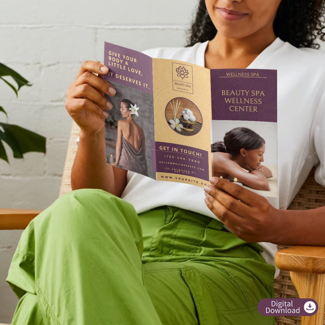 Editable Massage and Facial Services Brochure Template - Spa Pamphlet ...