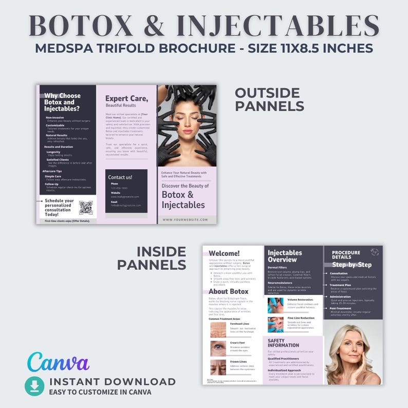 Botox and Injectables Trifold Canva Editable Template Ready to Print ...
