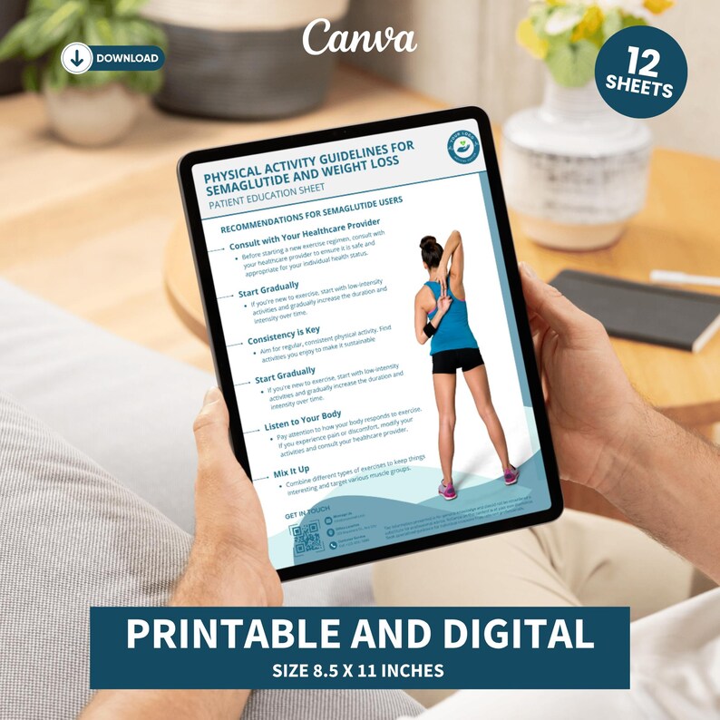 Semaglutide Patient Education Sheets, Weight Loss Forms (canva Template ...