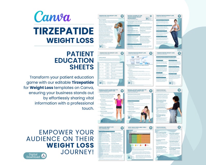 Tirzepatide Weight Loss Patient Educational Sheet Canva Editable ...