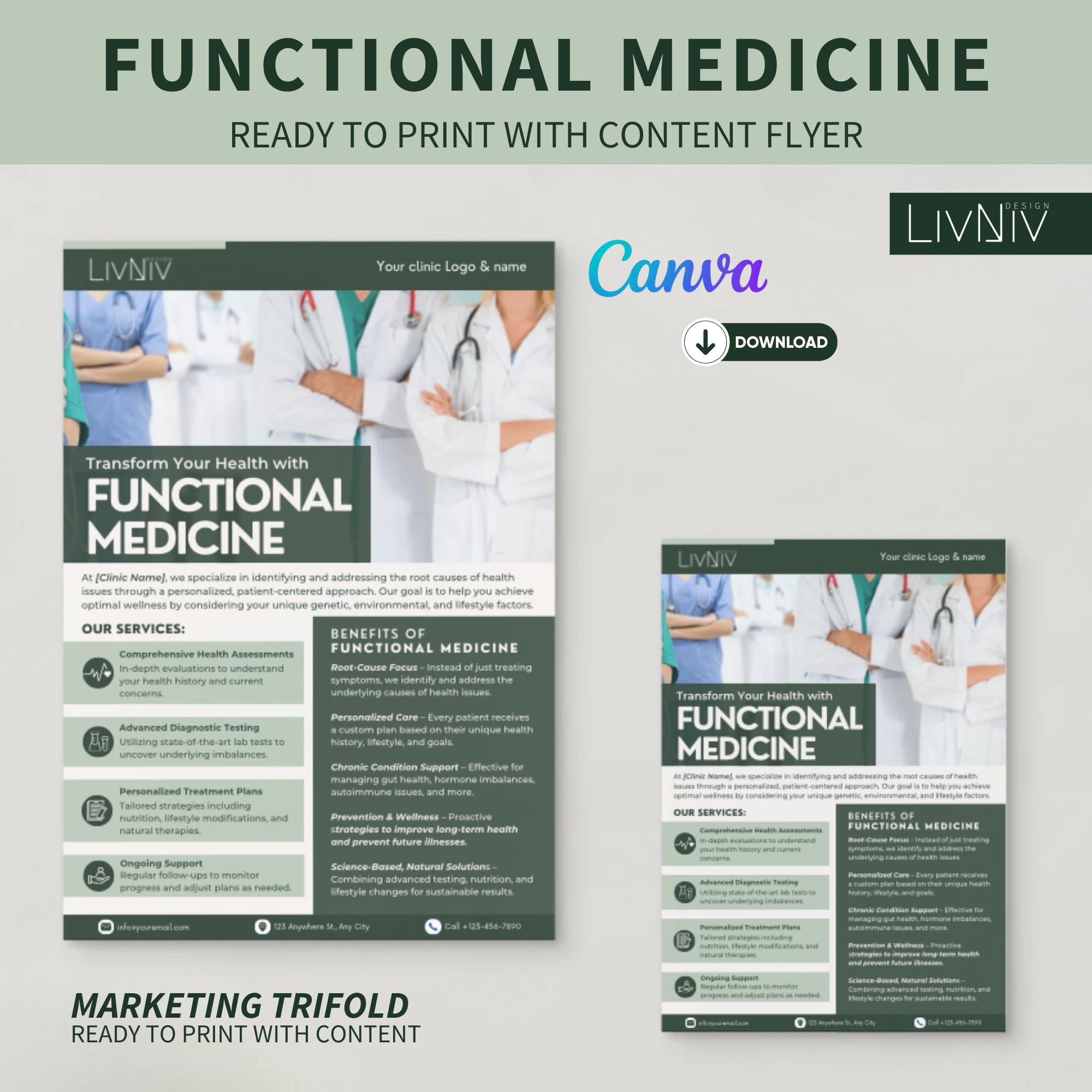 Functional Medicine Flyer Template Naturopathic Doctor Info Sheet Canva ...