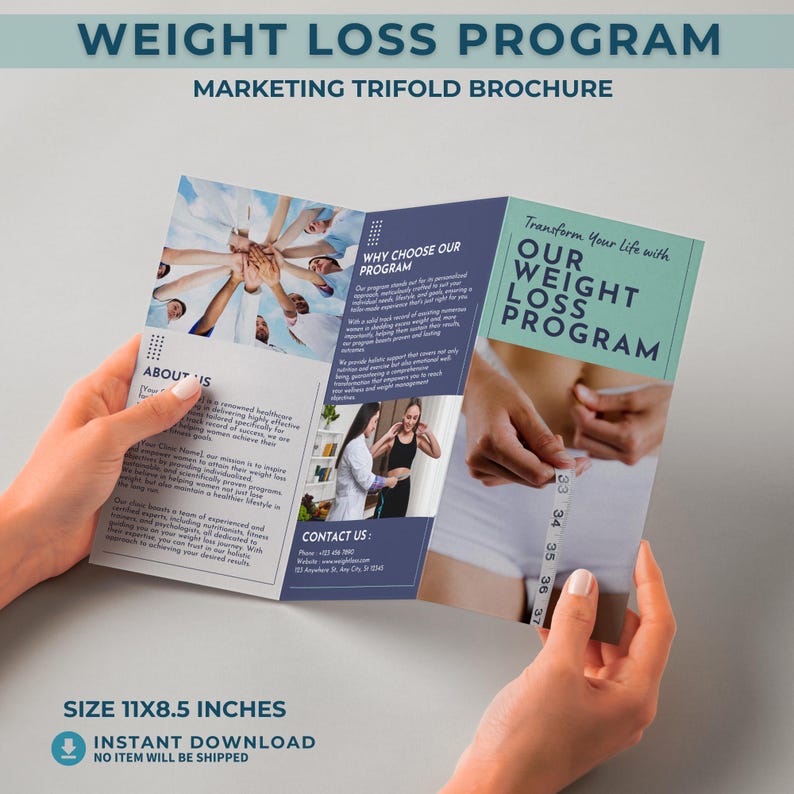 Weight Loss Program Template Diet Brochure Canva Editable Weight ...