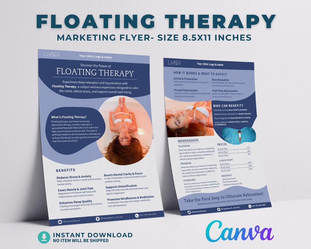 Float Therapy Flyer Sensory Deprivation Handout Template Float Spa ...