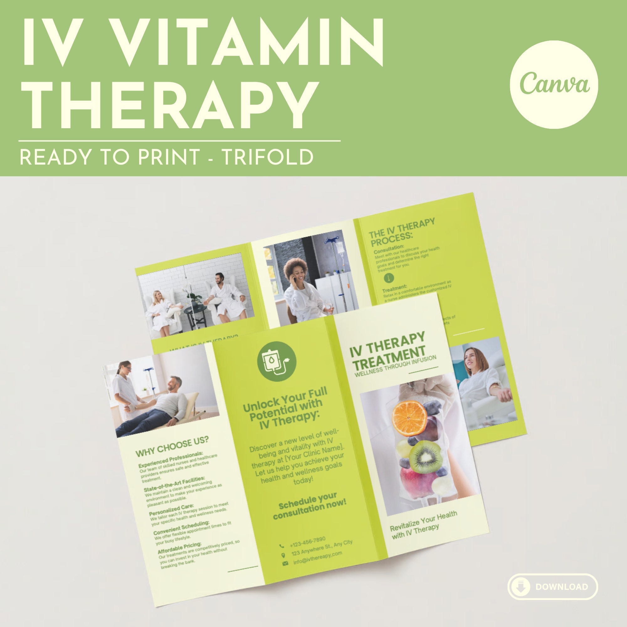 IV Vitamin Therapy Brochure IV Fusion Trifold Drip Ready to Use Canva ...