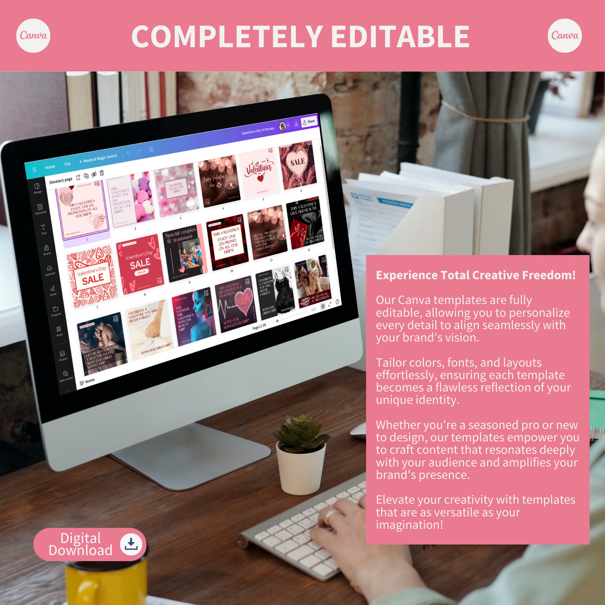 Editable Canva Template: Valentine's Day IV Therapy Social Media Kit ...