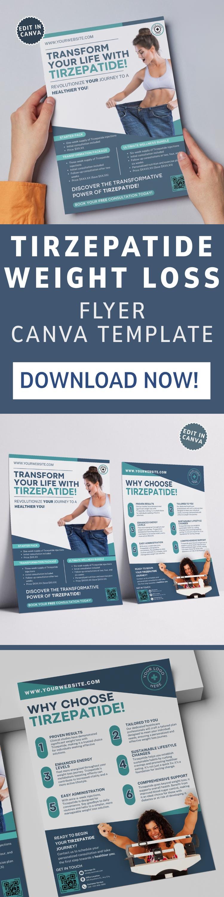 Tirzepatide Flyer Weight Loss Brochure Template GLP-1 Handout Weight ...