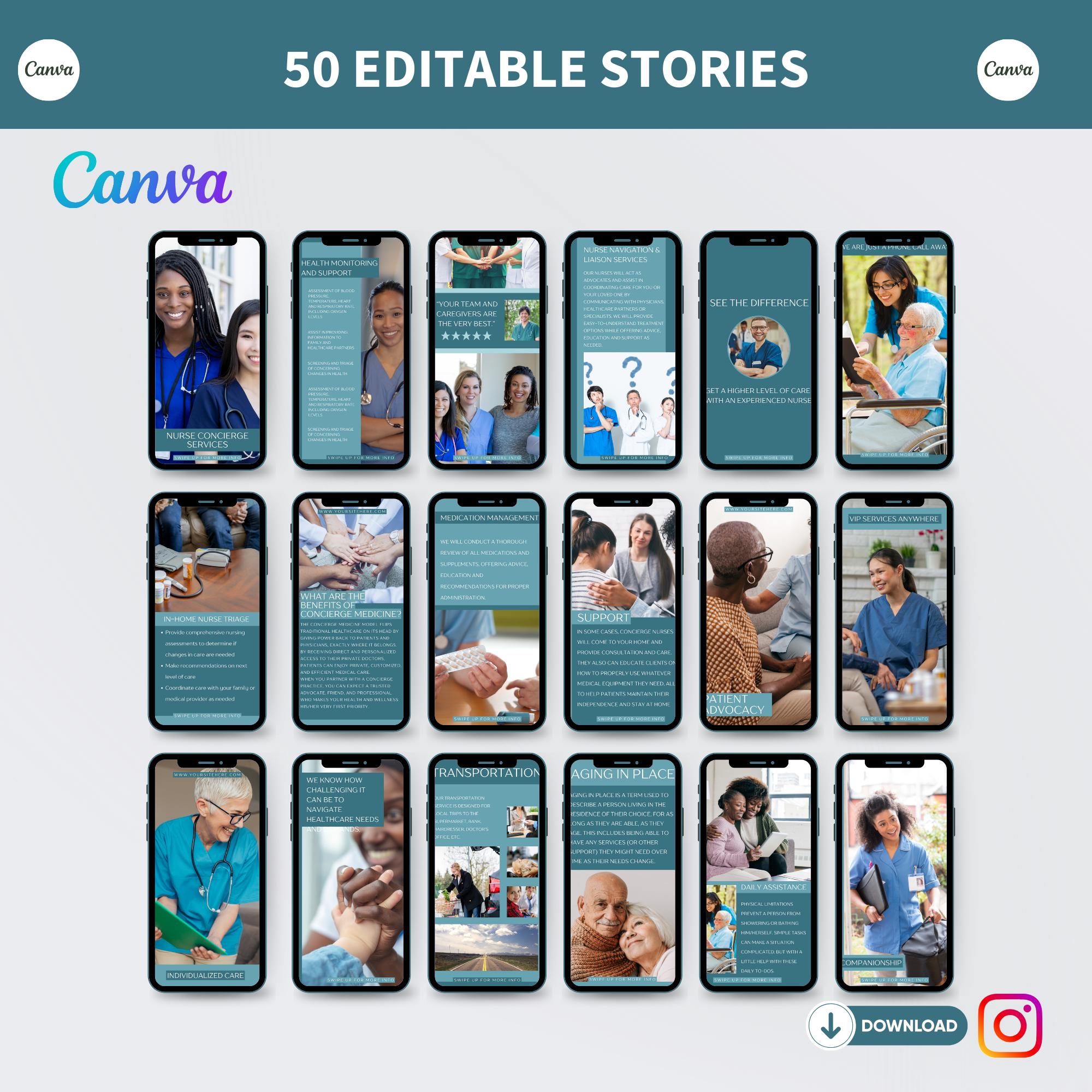 Nurse Marketing Bundle Canva Editable Concierge Medicine Branding Kit ...