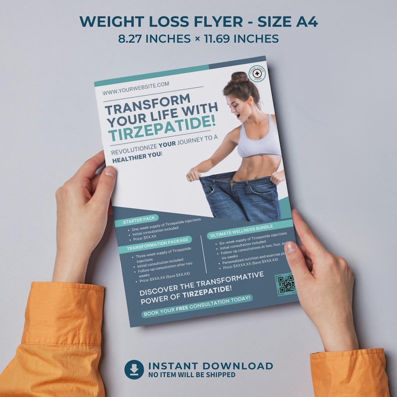 Weight Loss Printable Bundle Tirzepatide Flyer Canva Template ...