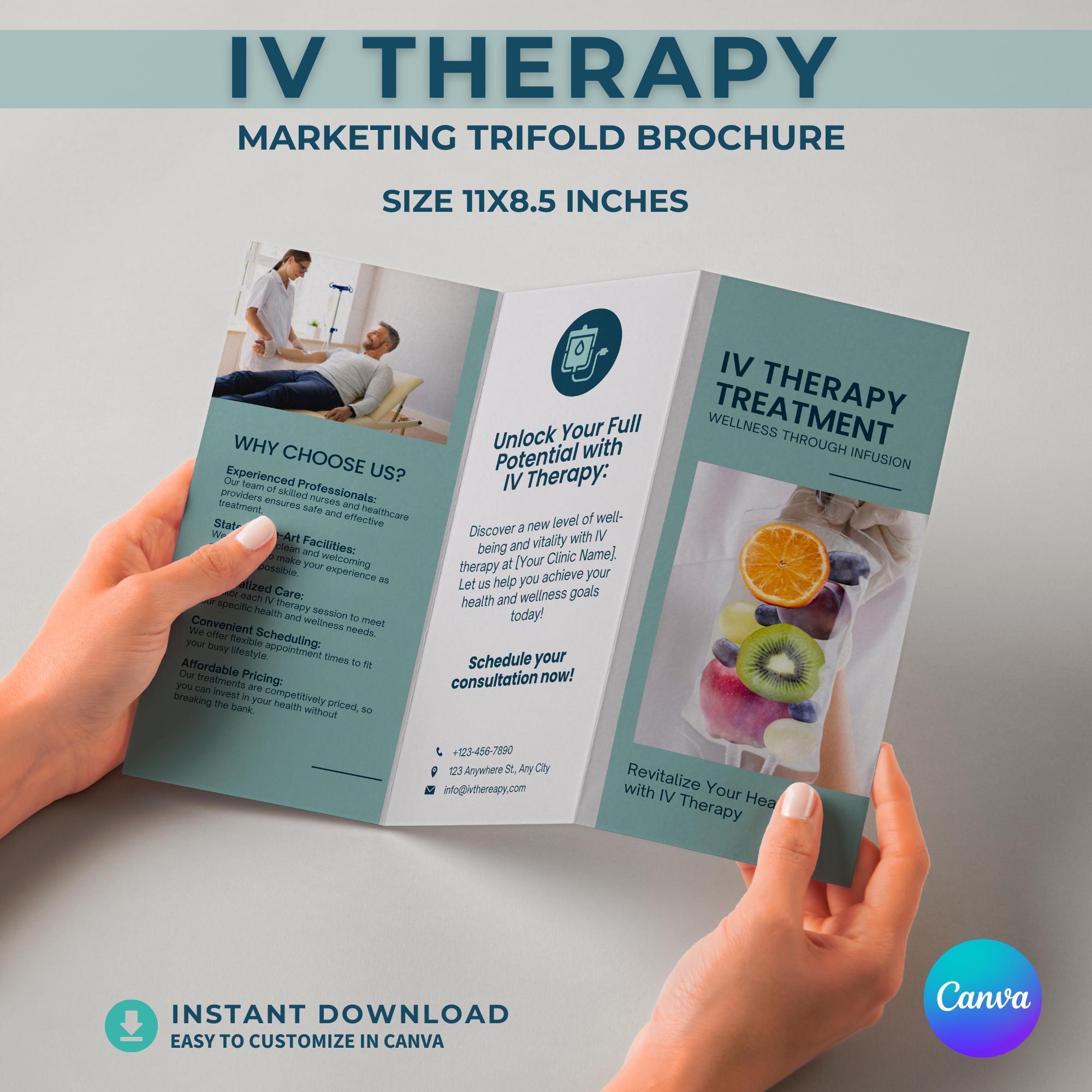 IV Vitamin Therapy Trifold Template IV Infusion Brochure Canva Iv Drip ...