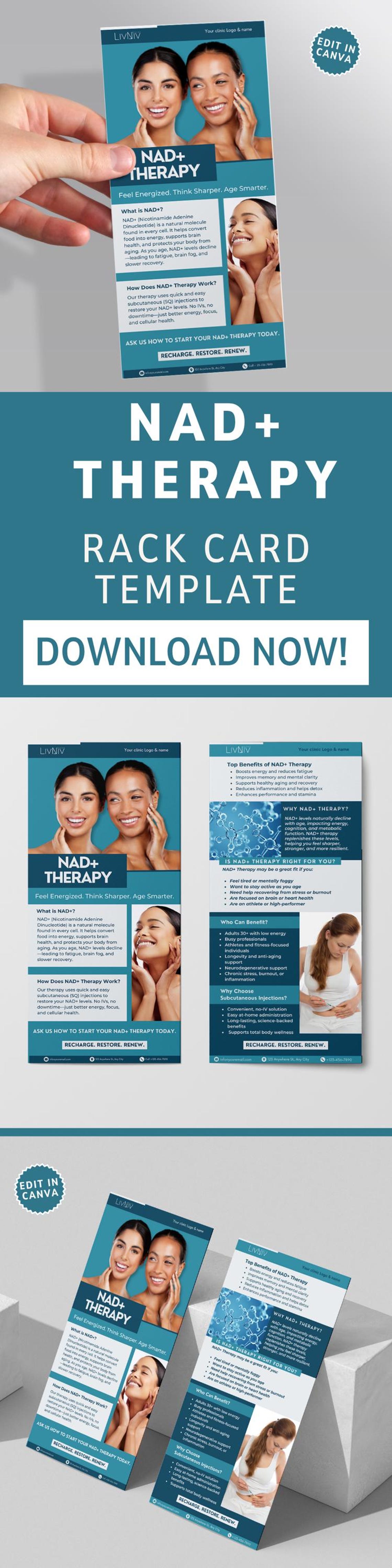 NAD Therapy Template Subcutaneous NAD+ Injection Editable Canva for ...