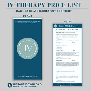 IV Therapy Menu Bundle IV Drip Marketing Template Iv Infusion Price ...