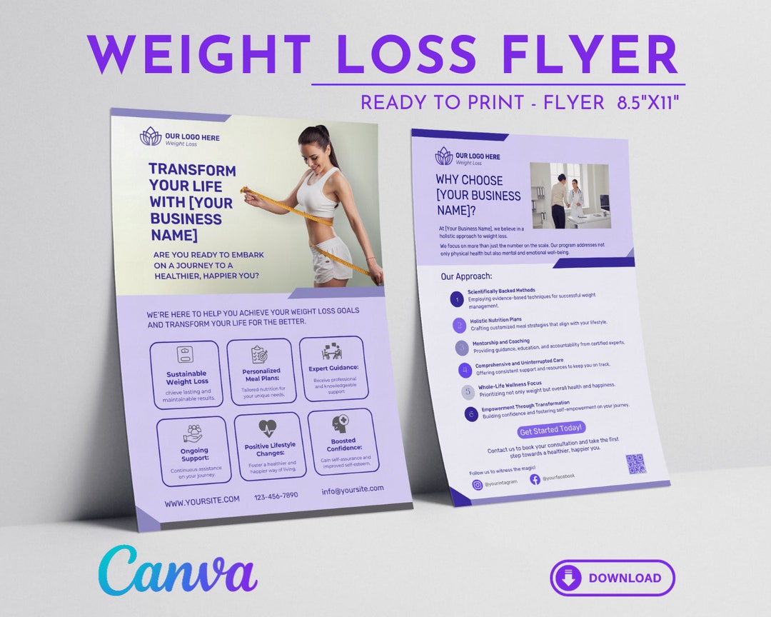 Editable Weight Loss Flyer Template: Canva Design for Health & - Etsy UK