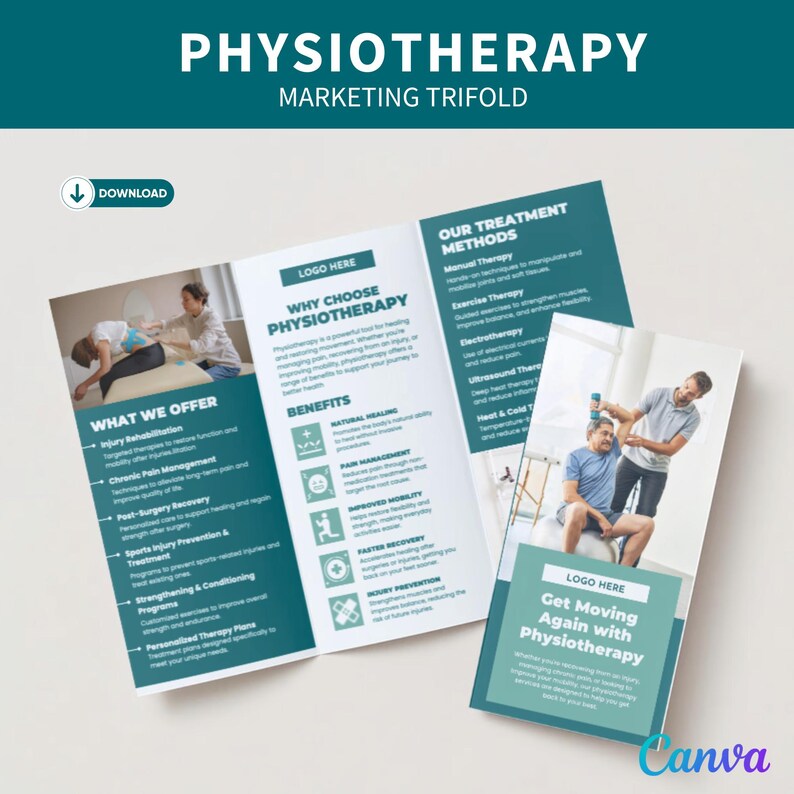 Physiotherapy Trifold Brochure Canva Editable Template Ready-to-print ...