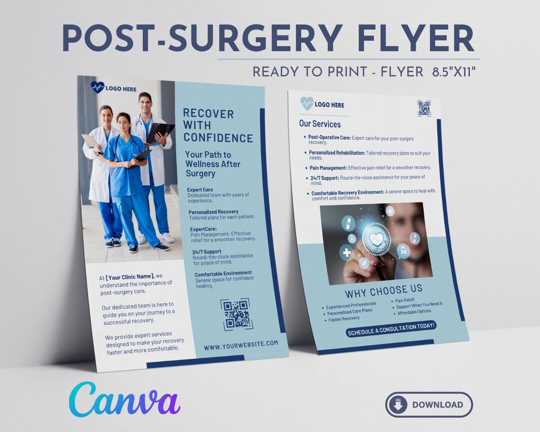 Flyer-Vorlage für postoperative Dienstleistungen Canva Bearbeitbares ...