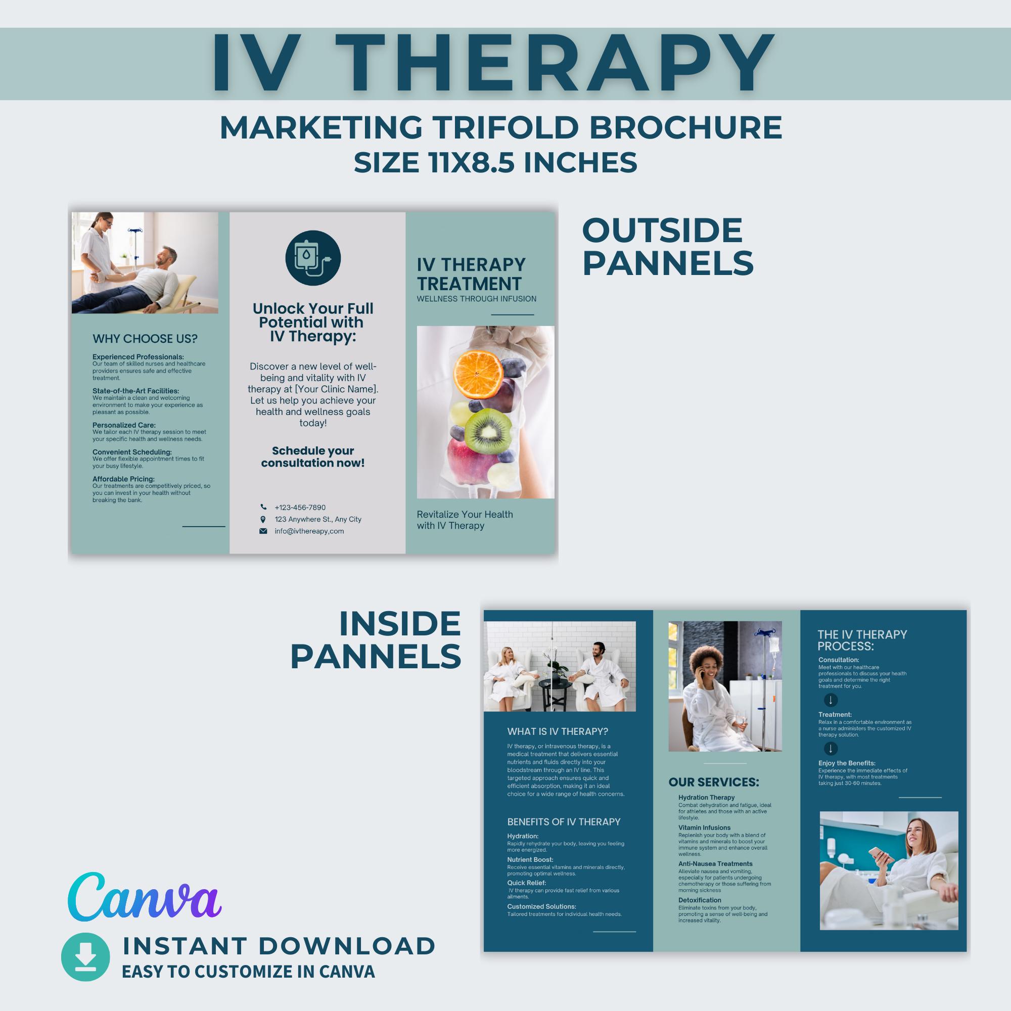 IV Vitamin Therapy Trifold Template IV Infusion Brochure Canva Iv Drip ...