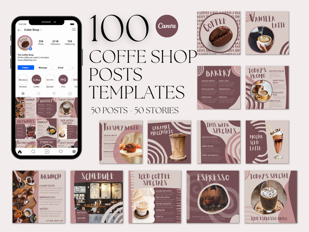 Barista Canva Template Coffee Shop Social Media Restaurant and Menu ...