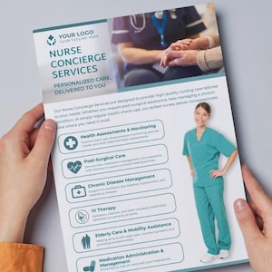 Nurse Concierge Flyer Template for Homecare Services Editable Leaflet ...