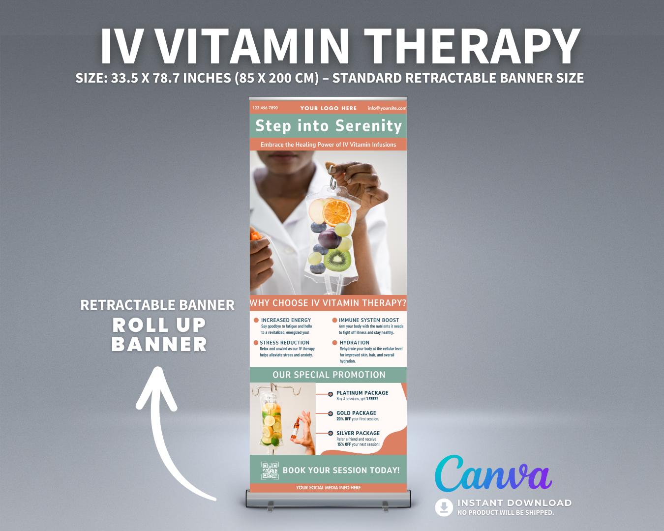 IV Therapy Banner Template Standing Banner Wellness Service Retractable ...