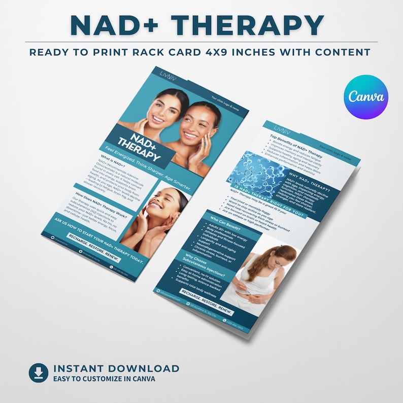 NAD Therapy Template Subcutaneous NAD+ Injection Editable Canva for ...