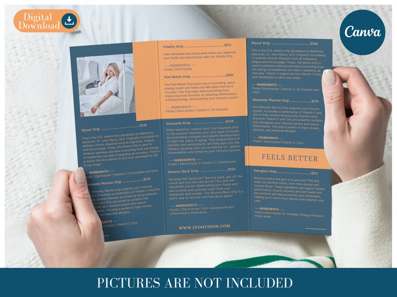 Orange IV Printable Trifold Marketing Printable Canva Templates Digital ...