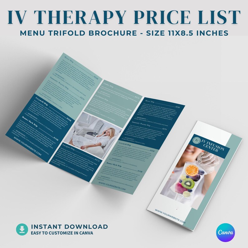 IV Trifold Menu Template IV Vitamin Therapy Price List Brochure Iv Drip ...