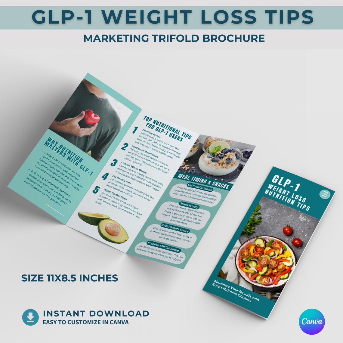 GLP 1 Treatment Brochure Weight Loss Tips Canva Printable Nutritional ...