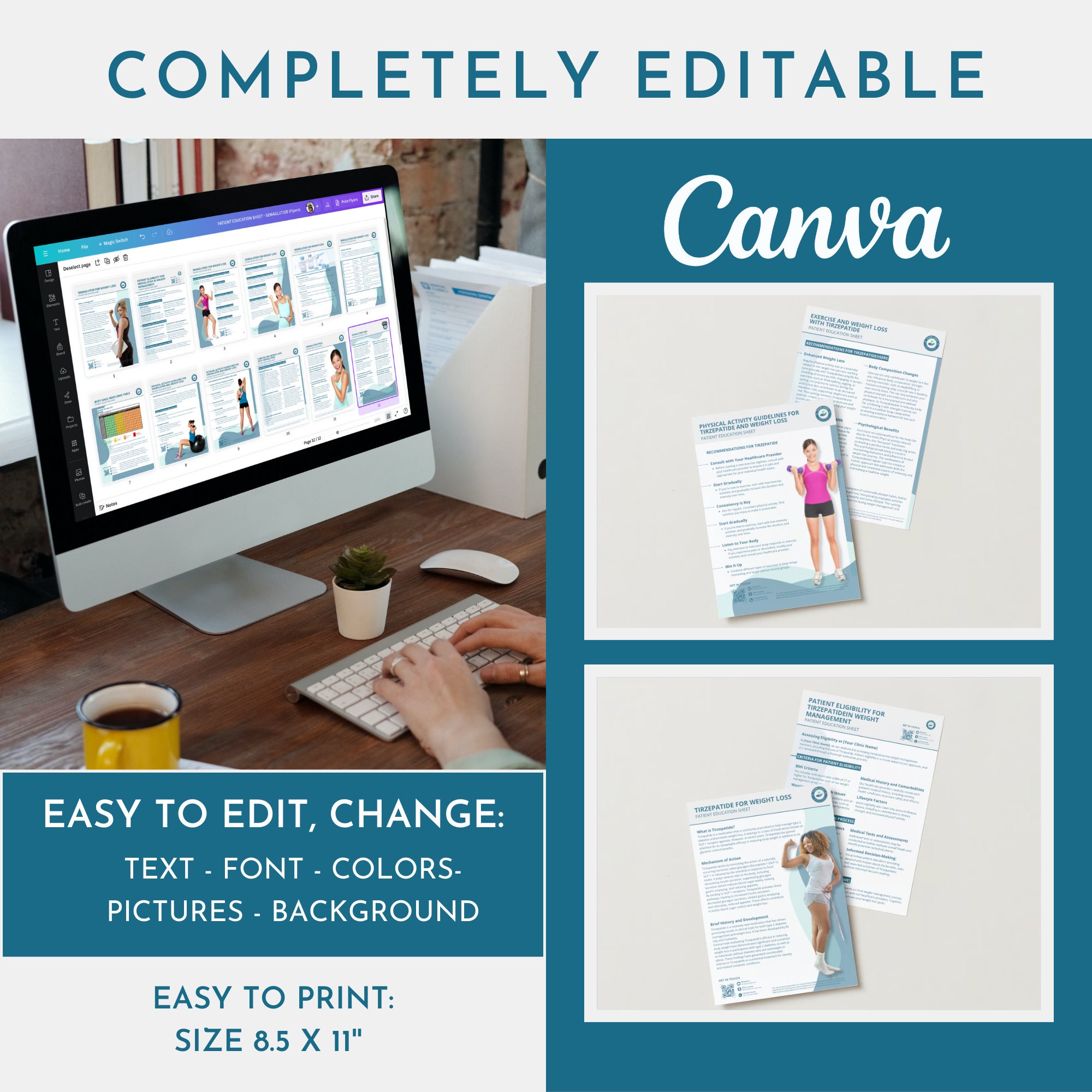 Tirzepatide Weight Loss Patient Educational Sheet | Canva Editable ...