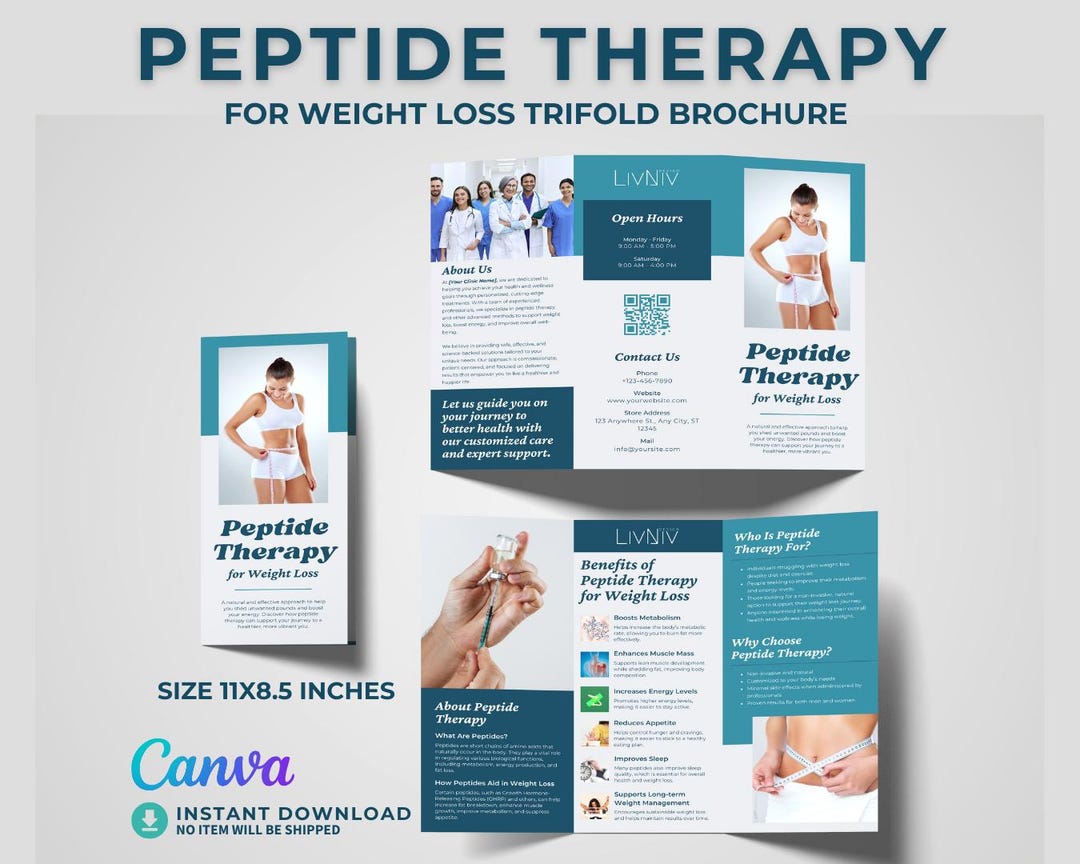 Peptide Therapy Brochure Weight Loss Trifold Canva Editable Med Clinics ...