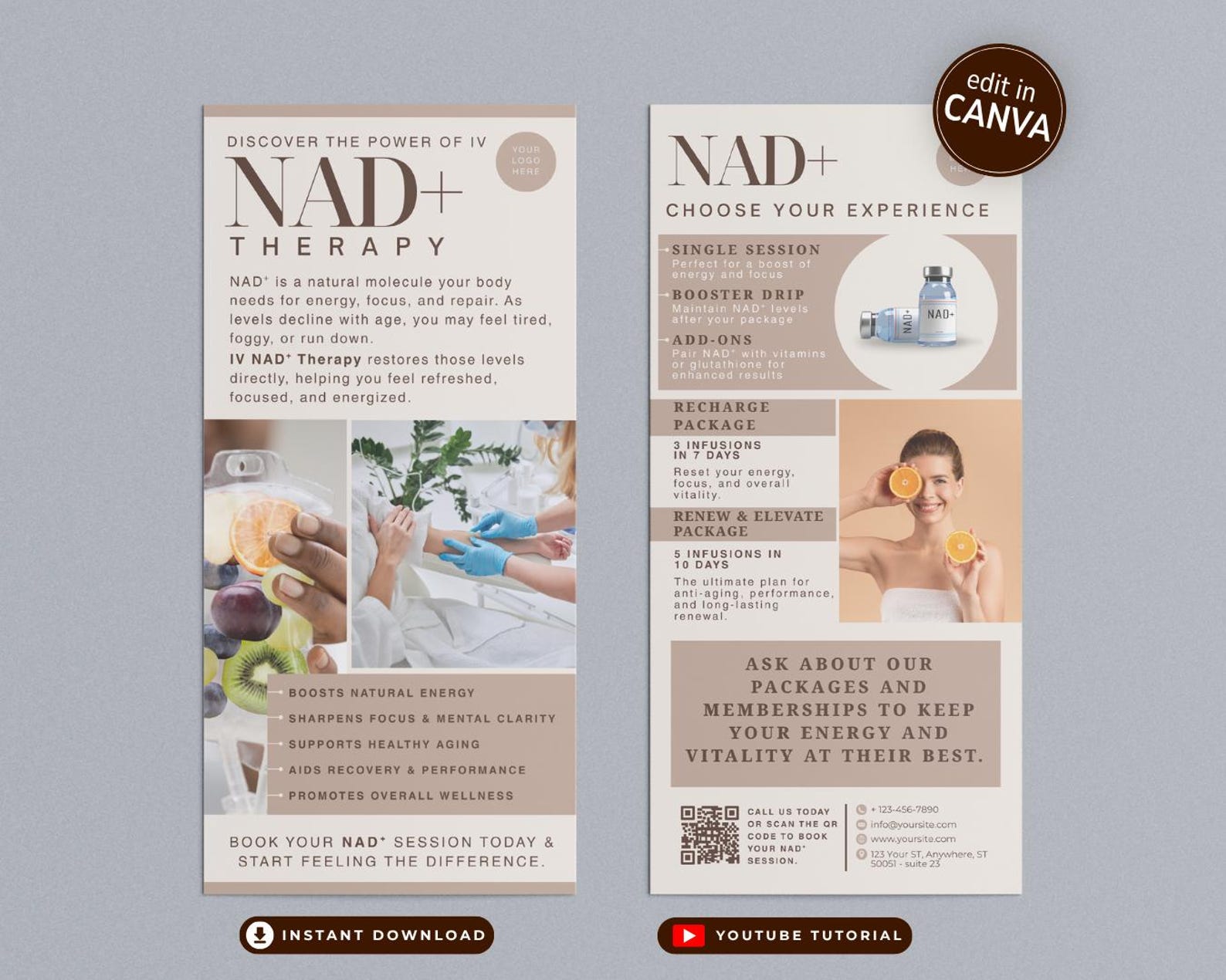 Nad+ Therapy Rack Card IV Vitamin Therapy Handout Medspa Marketing ...