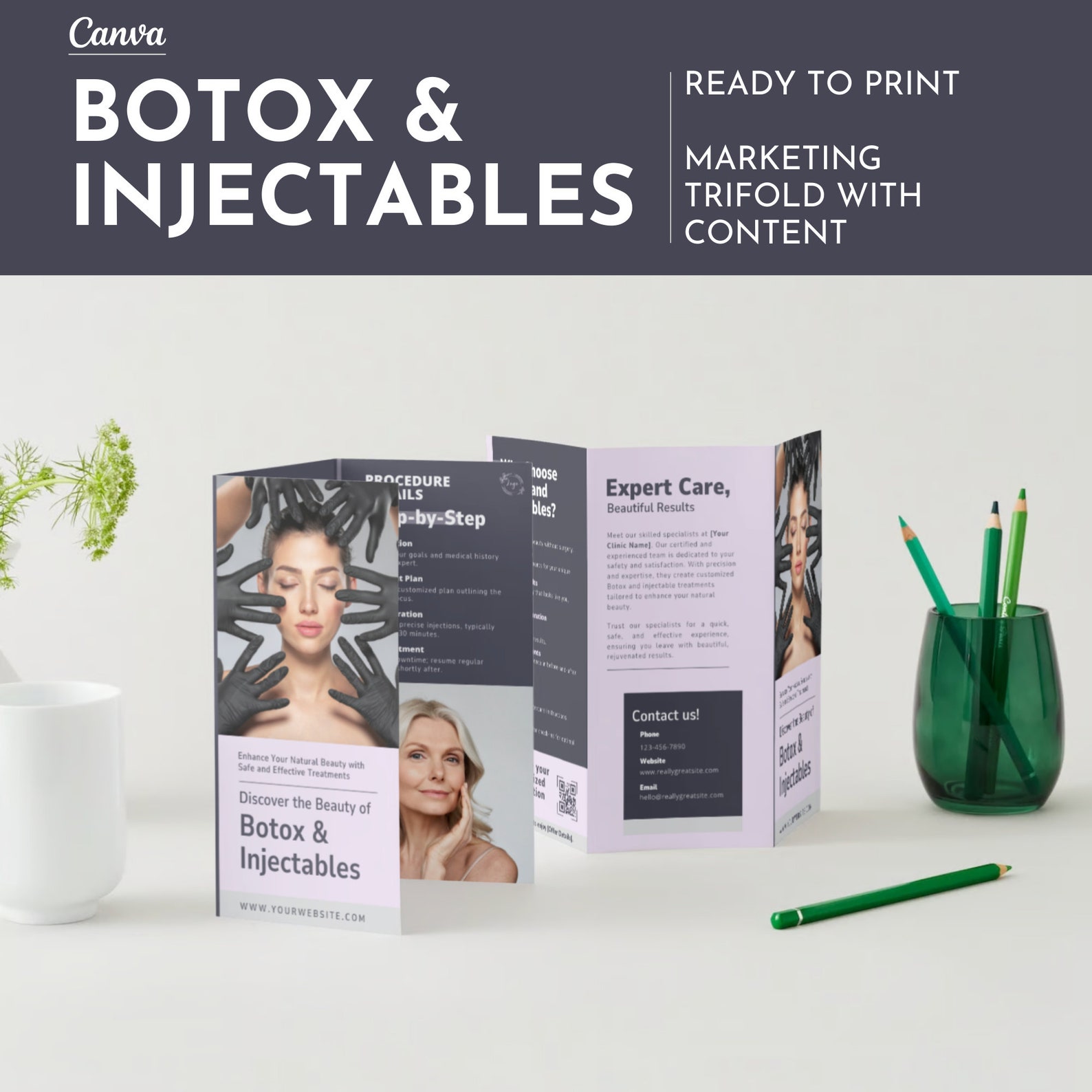 Botox and Injectables Trifold Canva Editable Template Ready to Print ...