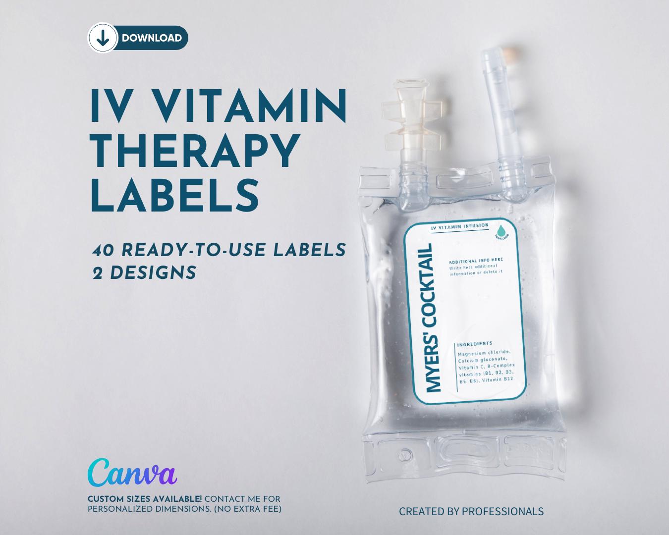 IV Bag Label Template IV Therapy Sticker Drip Label Customizable Canva ...
