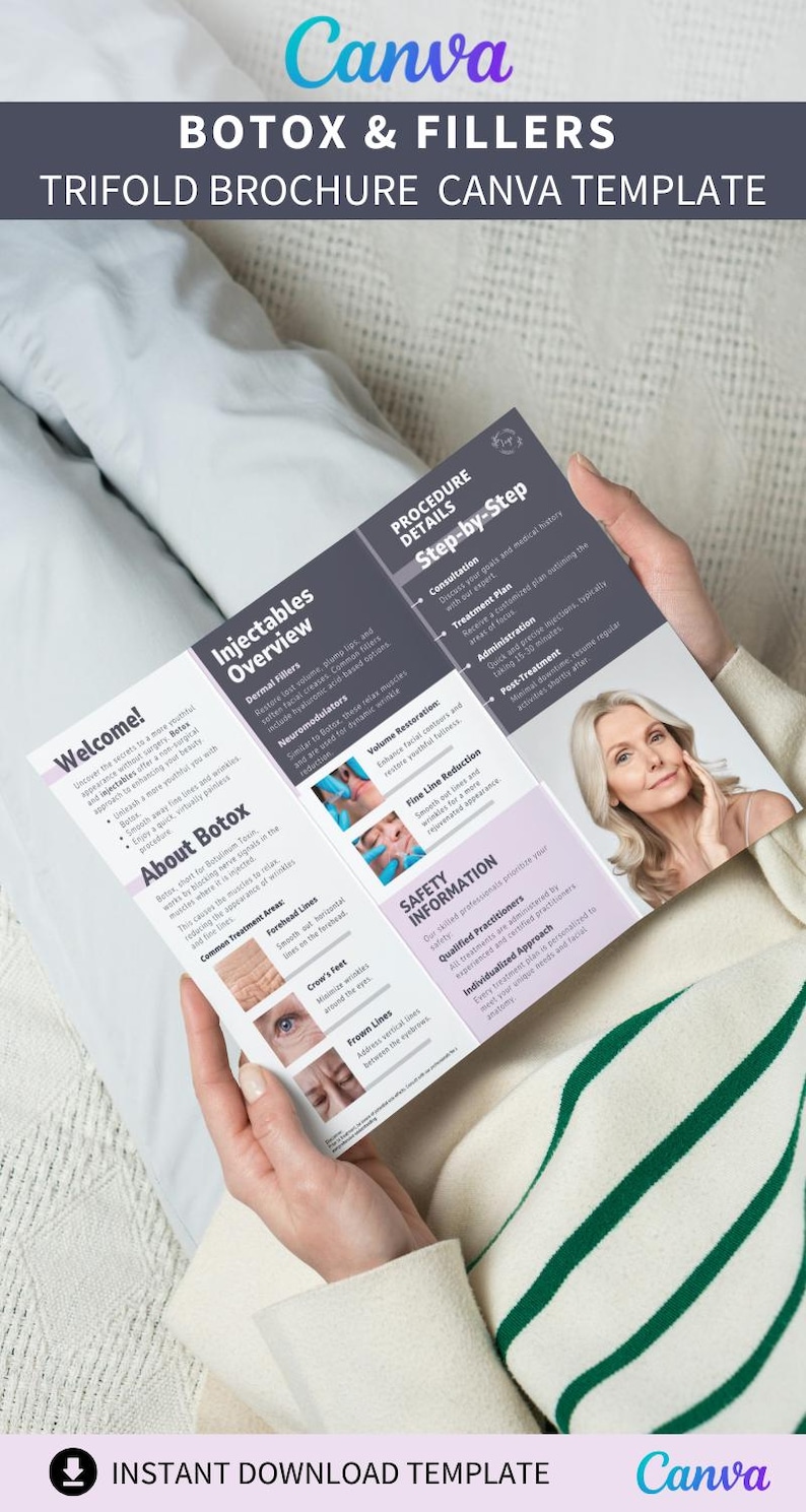 Botox and Injectables Trifold Canva Editable Template Ready to Print ...