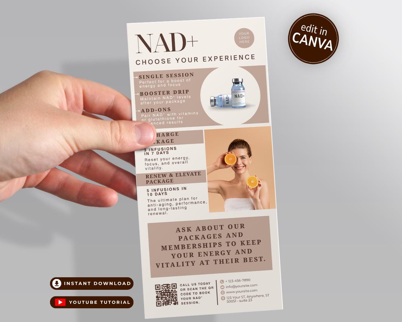 Nad+ Therapy Rack Card IV Vitamin Therapy Handout Medspa Marketing ...