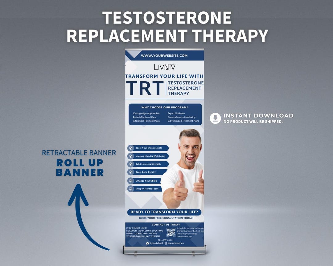 Testosterone Retractable Banner TRT Roll up Template Men Health Stand ...
