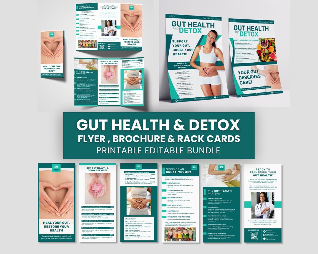 Gut Health Bundle Detox Marketing Template Gut Microbiome Flyer ...
