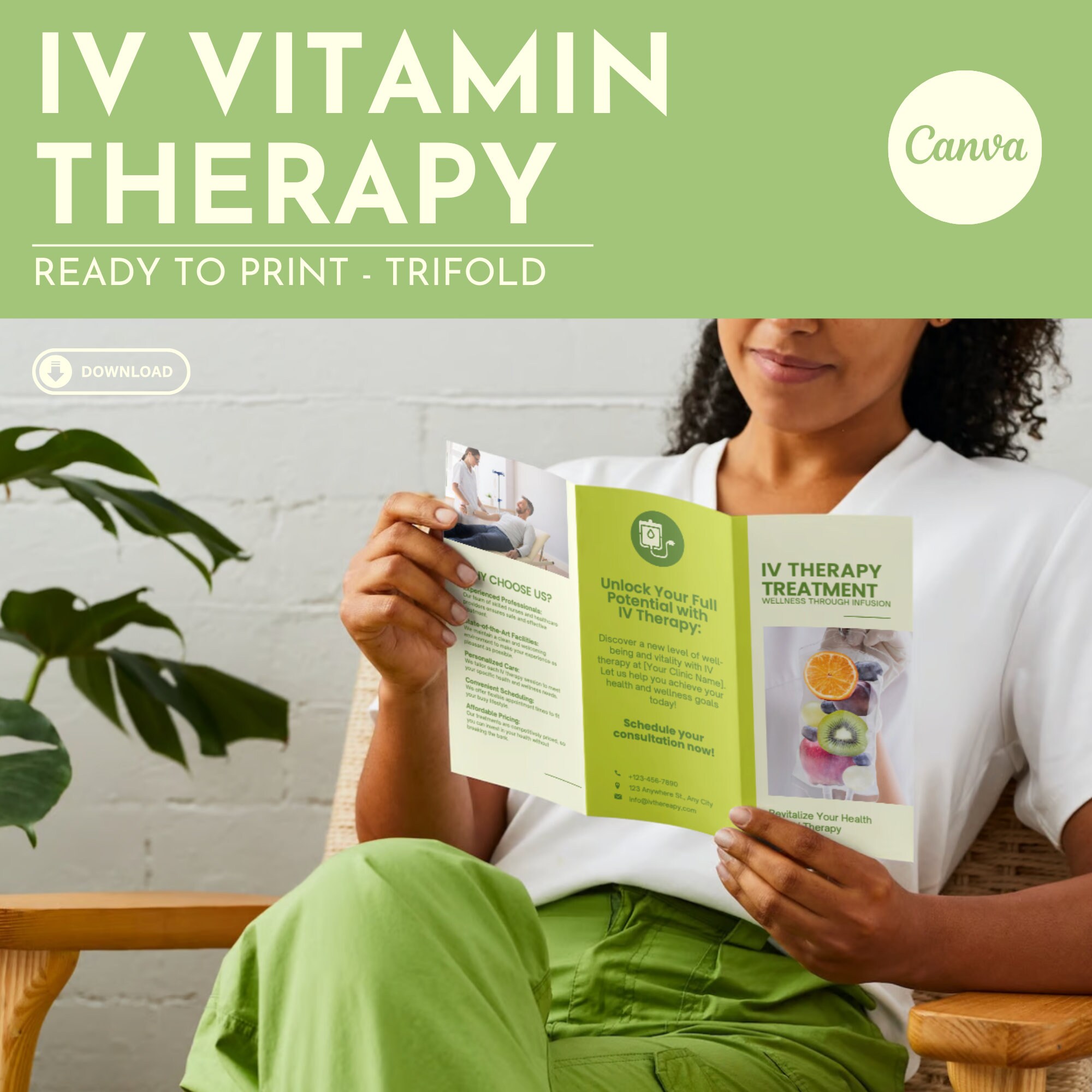 IV Vitamin Therapy Brochure IV Fusion Trifold Drip Ready to Use Canva ...