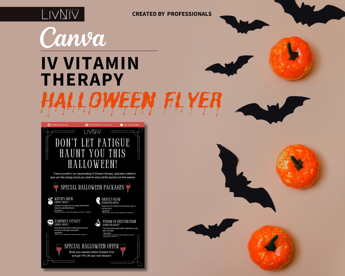 Editable Halloween IV Therapy Canva Template Customizable Flyer for ...