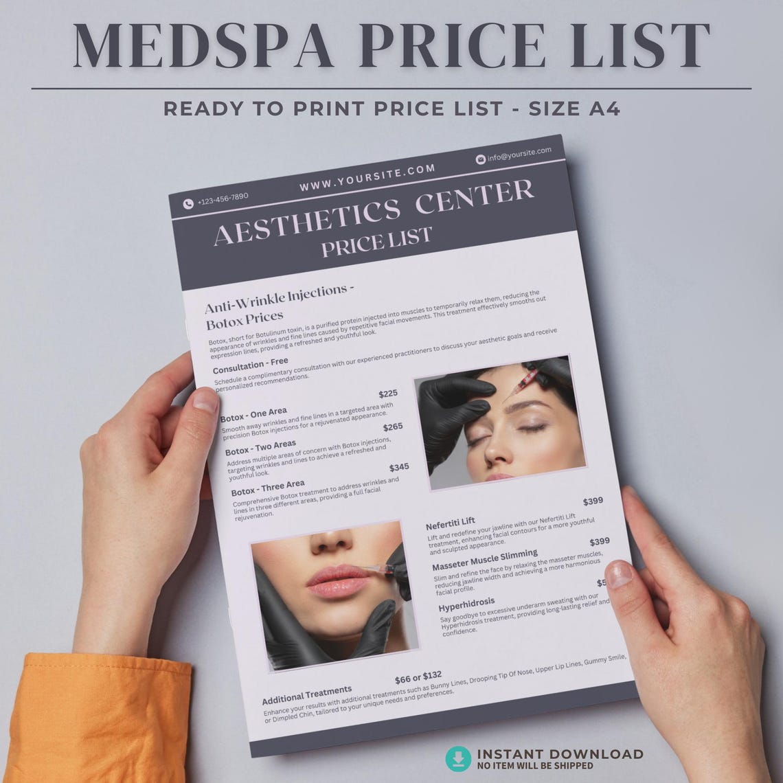 Botox Price List Flyer Template Filler Menu Canva Editable Medspa ...