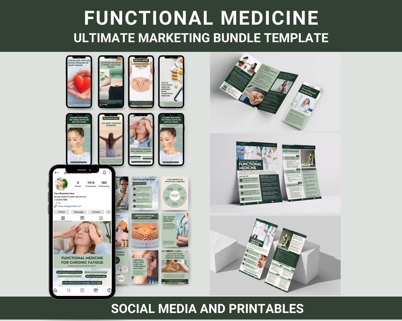 Functional Medicine Brand Integrative Medicine Marketing Bundle Template Medical Social Media ...
