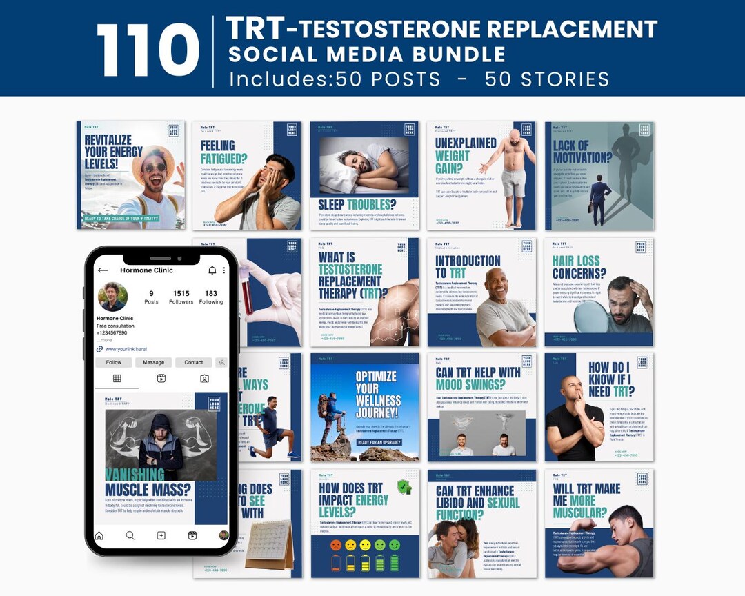 Testosterone Social Media Bundle Hormone Therapy Template Men Health ...