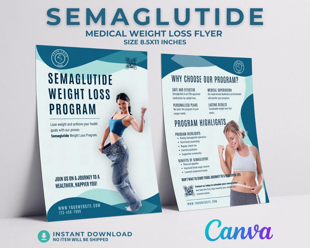 Weight Loss Canva Flyer Template Semaglutide Handout Printable GLP 1 ...