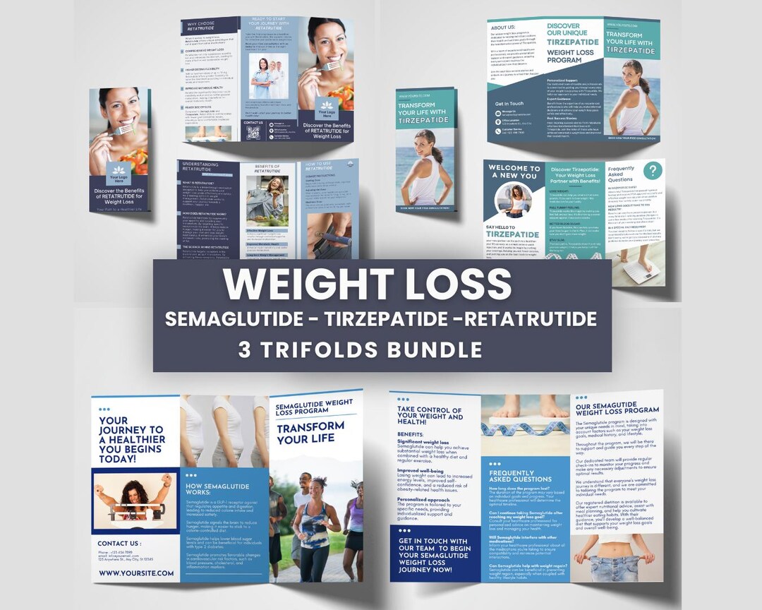 Weight Loss Trifold Templates With GLP-1 Medications Marketing Kit for ...